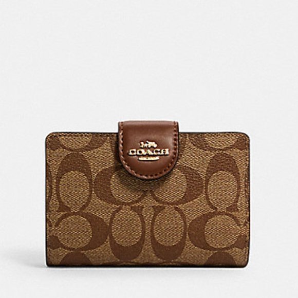 Coach | Bags | Coach Medium Corner Zip Wallet In Signature Canvas ...